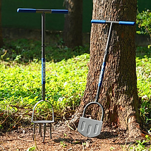 Hermsche Garden Tiller Manual Hand Tiller Garden Claw Cultivator Twist Tiller for Gardening Tool Long Handle Adjustable Steel Heavy Duty Lawn Aerator Soil Loosener Garden Tool Bed Plant Flower Box