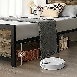 Catrimown Twin Bed Frames, Twin Size Platform Bed Frame with Wooden Headboard, Rustic Bed Frame with Strong Slat Support, No Box Spring Needed, 12”Under Bed Storage, Easy Assemble, Twin