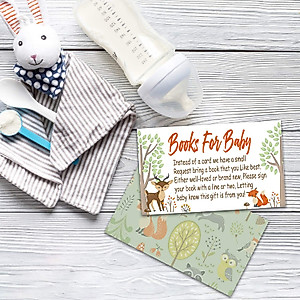 Woodland Creature Books for Baby Shower Request Cards (50 Pack), Baby Shower Invitation Inserts.
