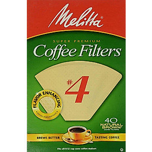 Melitta Cone Coffee Filters No. 4 Unbleached Natural Brown 40 Count Pack of 2 (80 Filters Total)