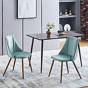 FurnitureR Dining Chair, Mid Century Side Chairs Large & Super Soft Velvet Seat Back Metal Legs for Kitchen, Dining Room, Bedroom, Living Room, Mint Green