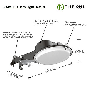 TIERONE Area-Light Extension Mounting Arm Sturdy Steel Mounting Pole for Outdoor Barn Light Yard Light Security Light Dark Bronze(Arm Pole Only)