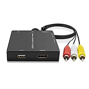 Dingsun HDMI to RCA Converter Compatible for Fire Stick, HDMI to AV Converter Adapter Compatible for Old TV, Amazon Fire Stick/Roku Stick/DVD Players/Xbox/PS3/Support 1080p, PAL/NTSC