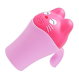 Cabilock Fashion Creative Baby Shower Water Cup Adorable Shower Shampoo Cup Bath Wash Cups Shampoo Rinser with Handle (Pink)