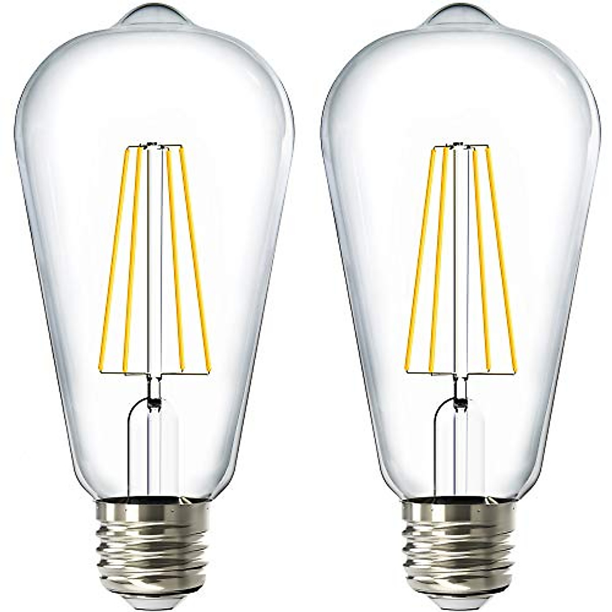 Sunco 2 Pack Dusk to Dawn Light Bulbs LED Edison 2700K Soft White, CRI90 7W Equivalent 60W, Vintage Style ST64 Extra Bright Automatic Bulb, 800 Lumens, E26 Base, Light Sensing Outdoor UL