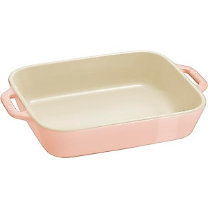 STAUB Stoneware Gratins Ceramic 2-pc Rectangular Baking Dish Set-Macaron Pastel Pink