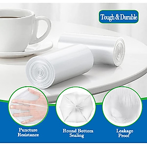 4 Gallon 350pcs small Trash Bags Strong Clear Garbage Bags, Bathroom Trash Can Bin Liners, Small Plastic Bags for home office, waste basket liner, fit 12-15 Liter, 3.5,4,4.5 Gal（Clear 350）