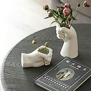 Statue Ceramic Vase Fisting Vase White Ceramic Flower Pot Flower Arrangement Home Living Room Modern Decorative-A_As_Shown