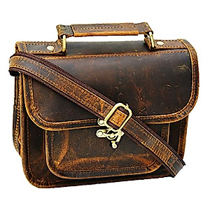 Leather Women's Hippie Leather Purse Cross-body Shoulder Bag Travel Satchel Handbag tote 9" x 7"