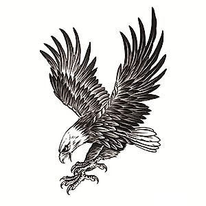 AKOAK 2 Pcs Eagle Tattoo Sticker Waterproof Temporary Tattoo Body Sexy Art Sticker Sweat Proof Men and Women (Black)