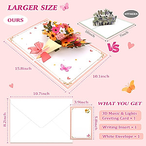 FITMITE Pop-up MUSIC & LIGHTS Birthday Card, 3D Flowers Butterfly Get Well Soon Thank You Anniversary Card and Gifts for Women Wife Girlfriend Mom Sister Firend