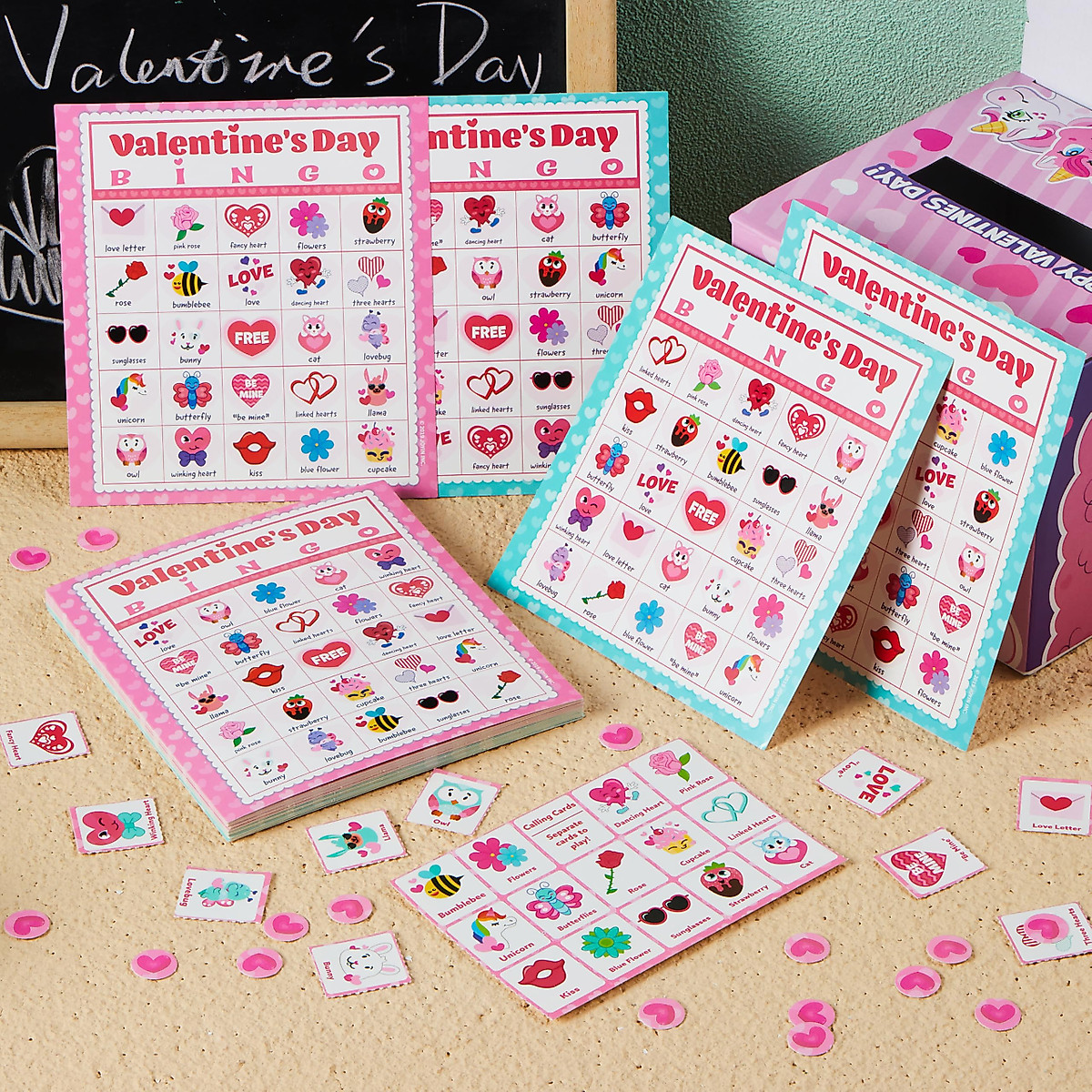 JOYIN 36 Players Valentines Day Bingo Cards (5x5) for Kids School Classroom Exchange Gift Rewards, Valentine’s Fun Party Games, Indoor Family Activities