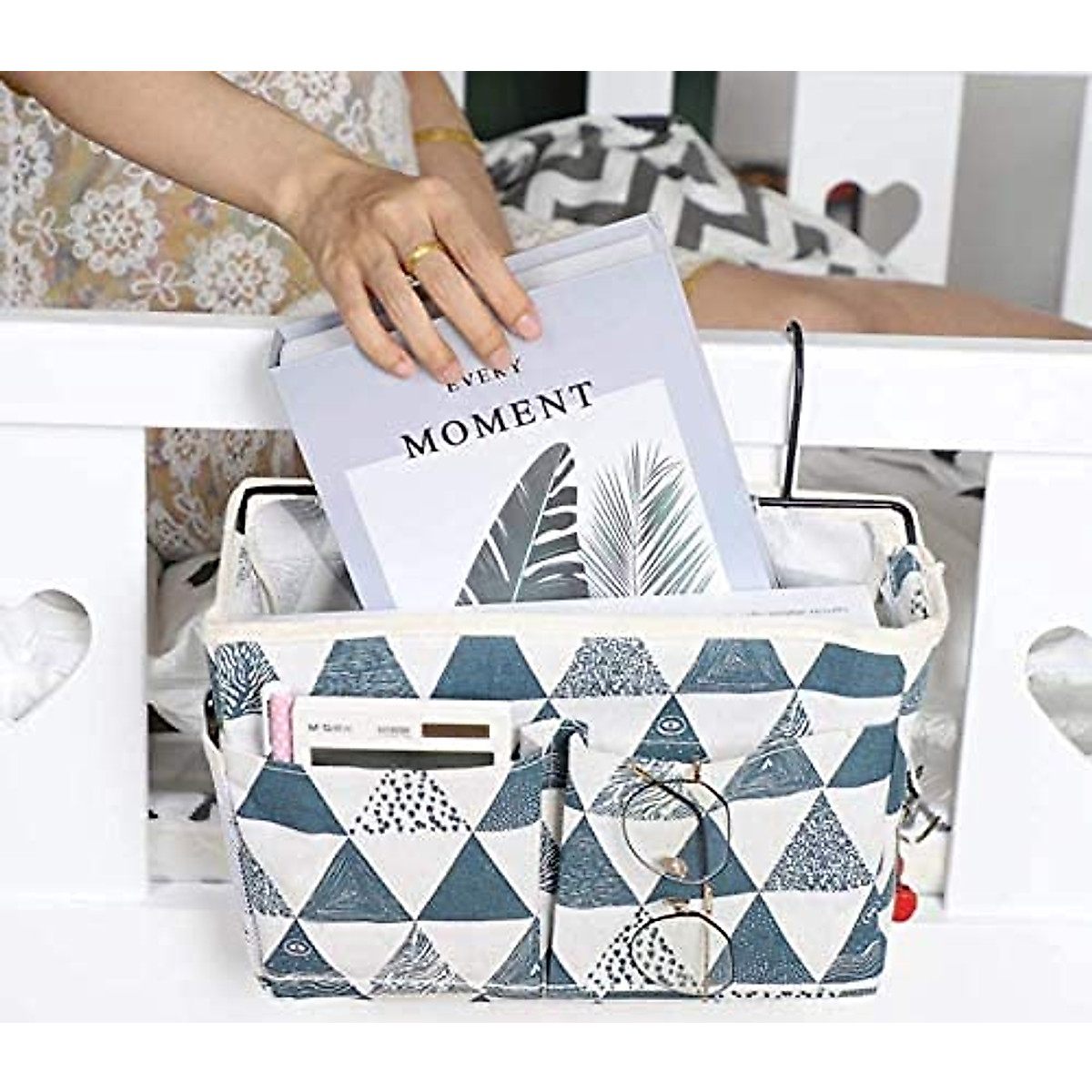 UJLN Bedside Caddy Hanging Bed Organizer Storage Bag Pocket for Bunk and Hospital Beds, College Dorm Rooms Baby Bed Rails (D-Style)