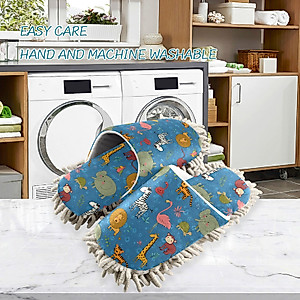 Zoo Animal Giraffe Elephant Horse Mop Slippers Shoes Cover for Floor Cleaning Washable Dirty Hair Dust Cleaners Microfiber Mop Socks for House Office Kitchen