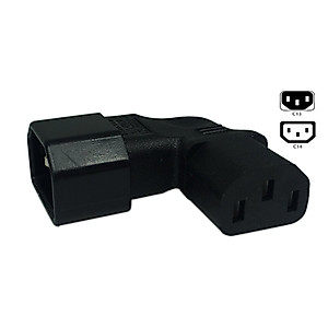Cerrxian Left Angle IEC 320 C14 3 Pin Male to C13 Female PDU PSU UPS Power Extension Adapter Receptacle for LCD LED TV Wall Mount