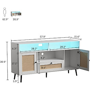 PAKASEPT TV Stand for TVs Up to 65 Inches, Entertainment Center Wood TV Stand with Sliding Doors & Shelves, TV Console Table Media Cabinet with Storage for Living Room Bedroom