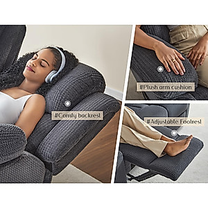 VanAcc Recliner Couch, 3 Seater Sofa Recliner with Cup Holders for Living Room- 85 inch Comfy Couch with Dual Wingback Recliner, Grey Oversized Recliner