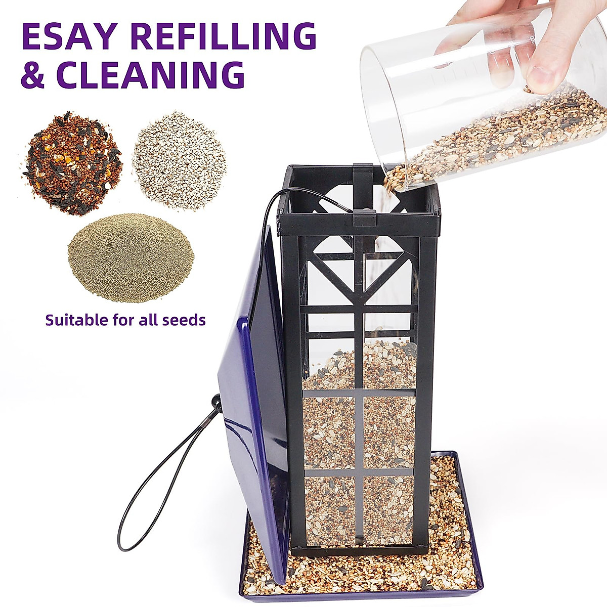 Metal Bird Feeder,Wild Bird Feeders for Outside Hanging 4LB Large Capacity,Thickened Metal Wild Bird Feeder for Finch Cardinal Chickadee,Weatherproof and Durable,Gifts for Bird Lovers Christmas