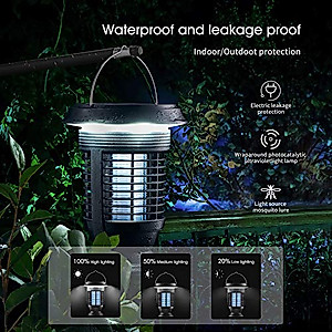 AiMoxa Solar Bug Zapper Outdoor, Self-Cleaning Mosquito Zapper for Fruit Flies, Gnats, Moths, Insect, Waterproof Fly Traps for Indoors, USB Electric Catcher & Killer