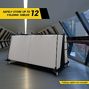 UPGORILO Folding Table and Chairs Cart - Innovative Mobile Chair Dolly, 42 Folding Chairs Capacity, Heavy Duty Metal Folding Chair Rack with Rubber Locking Wheels