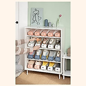 ULTECHNOVO 4pcs Double Deck for Saving Grey/Slipper Racks Holder Sneaker Clo Slots Showcase -Layer Shoe Stacker Fixtures Green Saver Display Organizer Practical Space Household Sandal