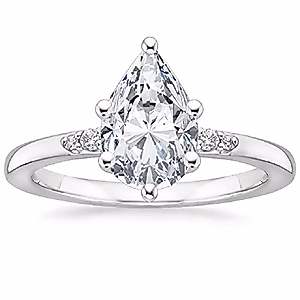 10K Solid White Gold Handmade Engagement Ring 3.0 CT Pear Cut Moissanite Diamond Solitaire Wedding/Bridal Ring Set for Womens/Her Propose Rings (8)