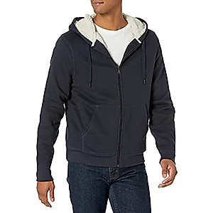 Amazon Essentials Men's Sherpa-Lined Full-Zip Fleece Hoodie, Navy, Large