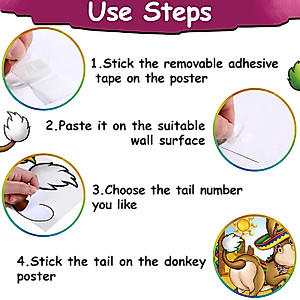 Zonon Pin The Tail on The Donkey Mexican Donkey Game, Mexican Fiesta Decorations, Taco Party Supplies, Poster with Blindfolds and Stickers Mexican Fiesta Birthday Carnival Party Decorations