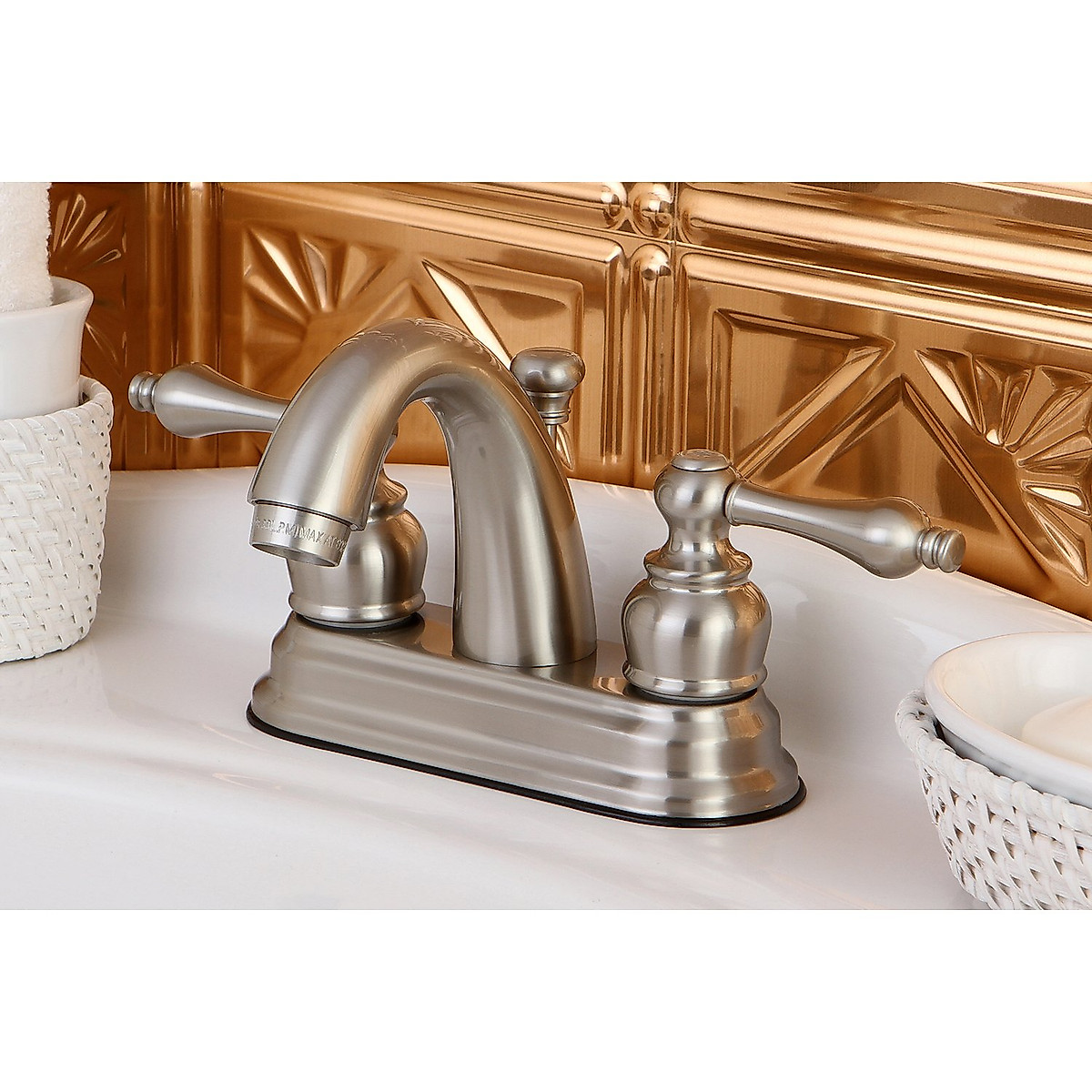 Elements of Design EB5618AL Chicago 4" Centerset Lavatory Faucet with Retail Pop-Up, 3-5/8" in Spout Reach, Brushed Nickel