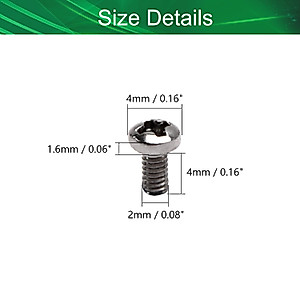 Yinpecly M2-0.4 x 4mm Machine Screws Metric Pan Head Phillips Drive Cross Head Screw 304 Stainless Steel Full Thread Fasteners Bolts Silver Gray 30Pcs Electrical Screws