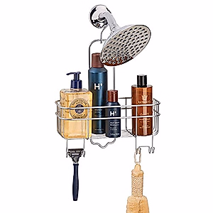 iDesign Euro Metal Hanging Shower Caddy with Swivel Hook and Bathroom Organizer for Shower Organization – 11" x 4.5" x 14.86", Silver