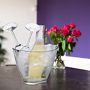 SOUJOY Ice Bucket, Acrylic Champagne Bucket for Party, 4 Liter Clear Oval Bar Ice Cooler Container, Beverage Storage Tub for Wine, Drink, Whisky, Champagne or Beer Bottles