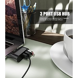 USB Port Splitter,3 port USB 2.0 hub Dock [90°/180° Degree Rotatable] for for Windows Laptop, Xbox, Wii,PS3, PC, MAC, Mac Book, Tablet, Tab - Black
