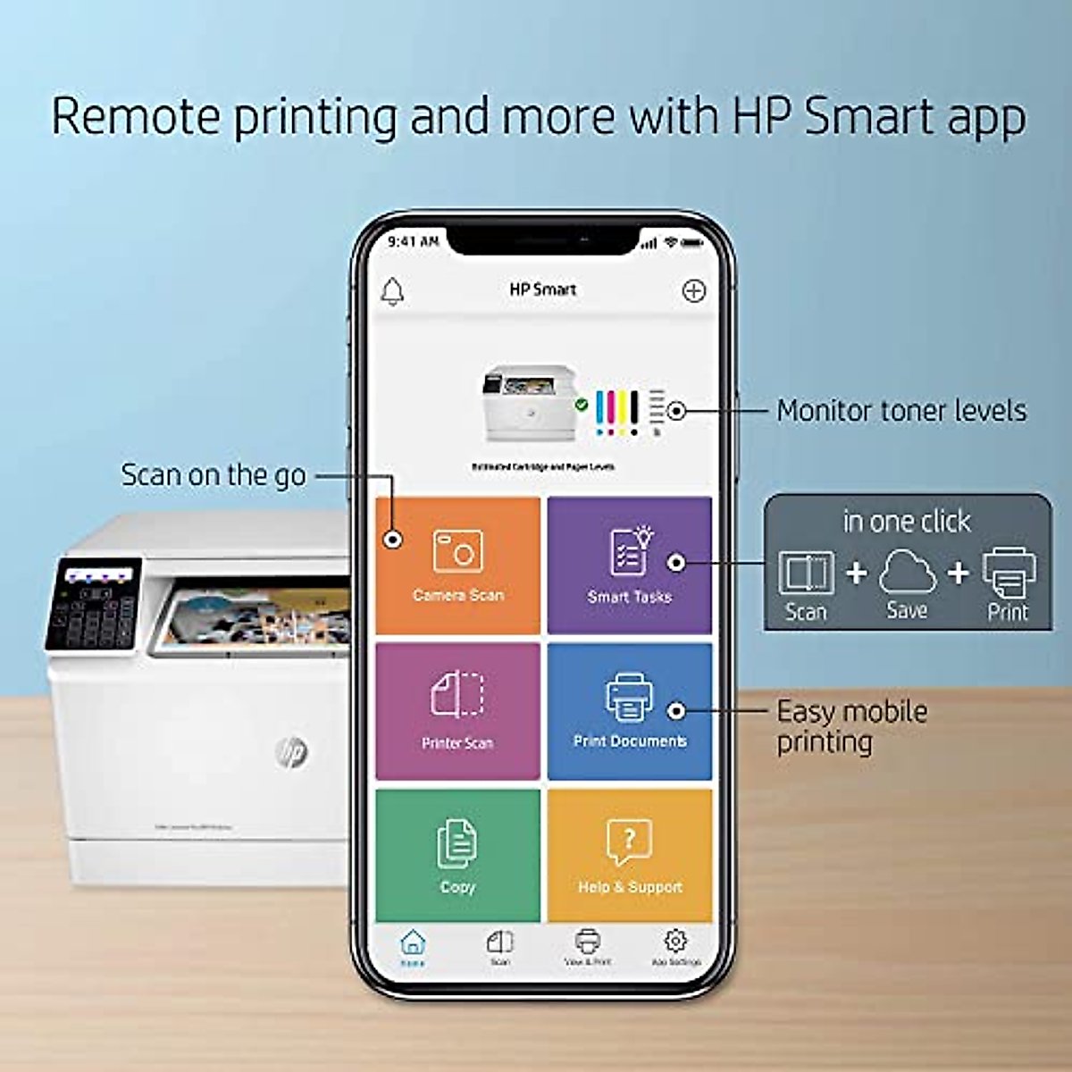 HP Color Laserjet Pro MFP M182nw All-in-One Wireless Laser Printer, White - Print Scan Copy - 17 ppm, 600 x 600 dpi, 8.5 x 14, 2-Line LCD with Numeric Keypad Display, Ethernet, Cbmou Printer Cable