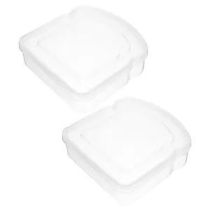 Luxshiny Toast Shape Sandwich Box 2pcs Clear Plastic Sliced Toast Holder Microwave and Freezer Safe Food Storage Container for Camping