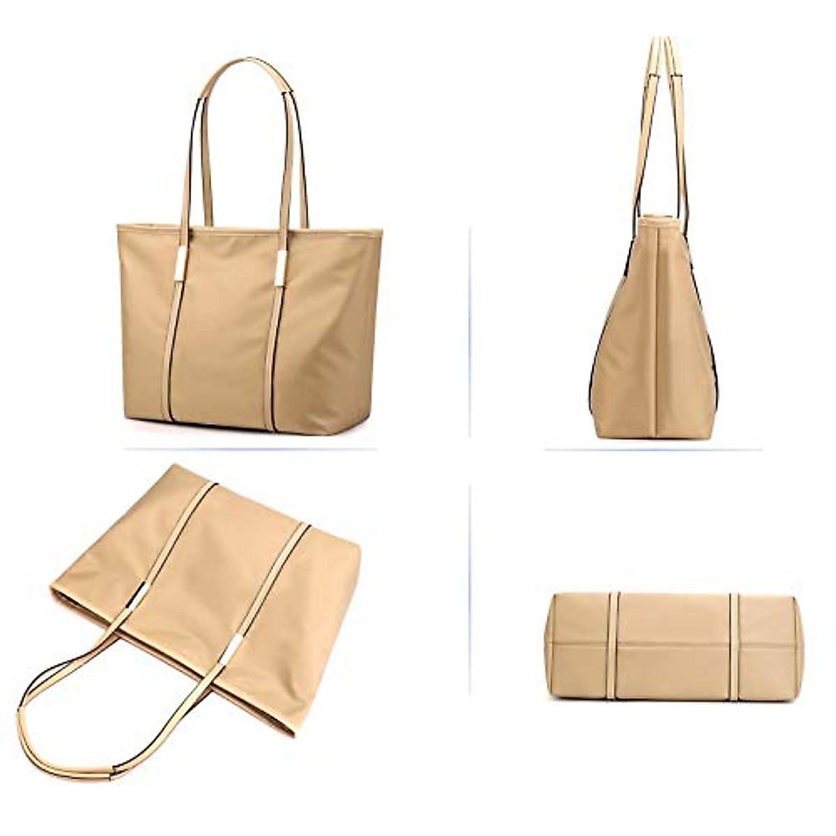 Wxnow Women Nylon Handbags Purses Satchel Tote Shoulder Bag Top Handle Bag (Brown)