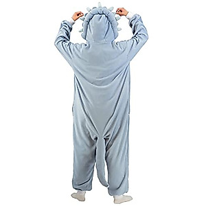 LZBXBXDA Unisex Adult Dinosaur Triceratops Onesie One Piece Pajamas Animal Plush Halloween Christmas Costume Homewear Sleepwear for Women men
