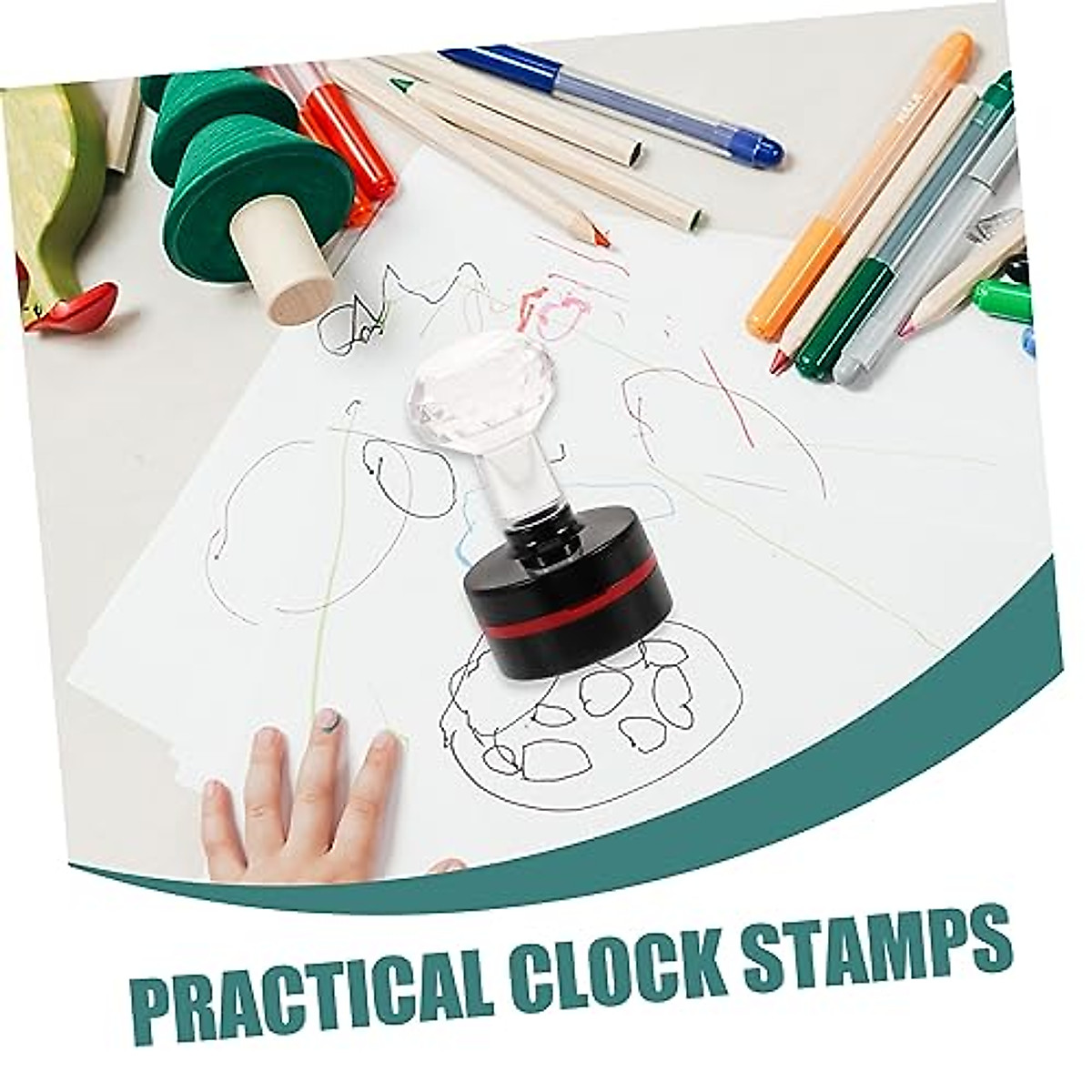 COHEALI 1 Set photosensitive Stamp Postage Stamps time Learning Stamper Teaching Clock Stamps Clock Seals Clock Learning Stamps Round Model Gift die Student Printing Ink