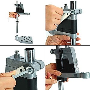Adjustable Drill Press Stand for Drill Workbench Repair Tool Universal Bench Clamp Support Tool, Drill Press Table, Drill Stand for Hand Drill Single Hole Aluminum Base (1 Mounting Hole)