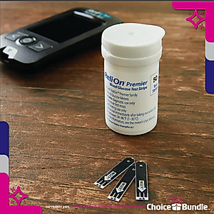 ReliOn Reli On Premier Blood Glucose Test Strips 50 Ct Choice Bundle | + Food for Life Guide & Portable Pill Container (3 Items)!