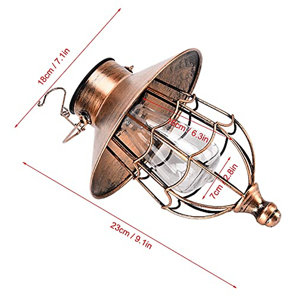 Solar Lamp, Outdoor Hanging Solar Lanterns Waterproof Metal Vintage Solar Powered Lights for Home, Garden Patio
