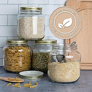 kitchentoolz 6 Pack of Glass Mason Jar Half Gallon Wide Mouth with Airtight Metal Lid - Safe for Fermenting Kombucha Kefir, Herb Drying & Extraction Curing Pickling, Storing and Canning