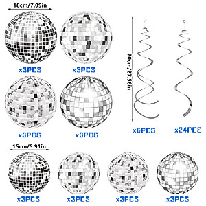 54 Pieces Disco Party Decorations Disco Ball Hanging Swirls 70s Party Hanging Swirls Ceiling Decor for Disco Fever Party 70s Hippie Birthday Party Favors Supplies (Hanging Swirl)
