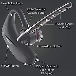 Poly Plantronics Voyager 5200 UC Bluetooth Headset Bundle - GTW Wall Charger, USB Dongle, Plantronics Charging Case 206110-01-B, for Avaya J179, Smartphones, PC, MAC, Tablet, Softphones, Zoom, Webex