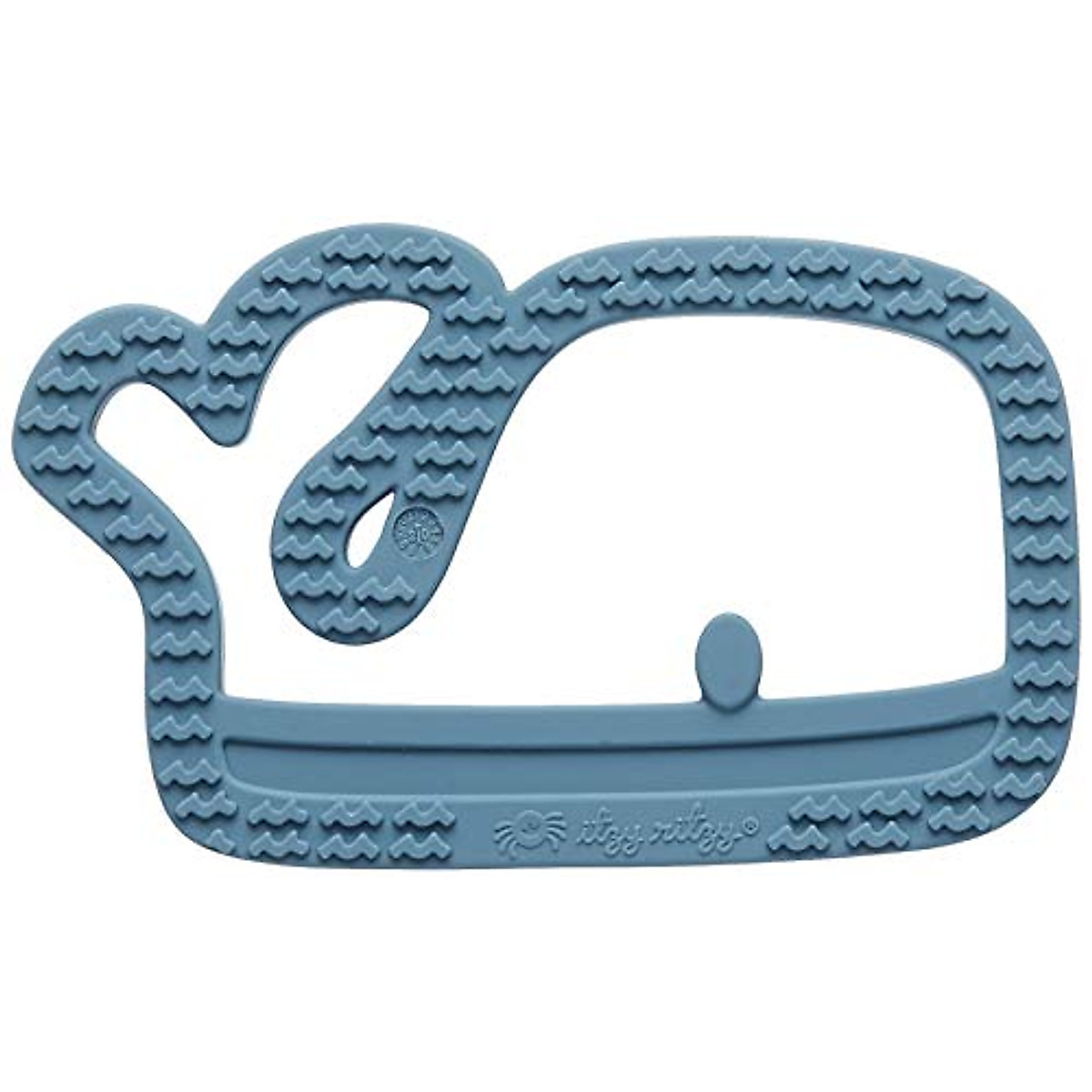 Itzy Ritzy Silicone Baby Teether – BPA-Free Infant Teether with Easy-to-Hold Design & Textured Back Side to Massage & Soothe Sore, Swollen Gums - Teething Toy for 3 Months & Up - Whale