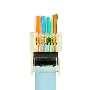 Simply45 ProSeries Pass-Through RJ45 Mod Plug - Shielded External Ground for 23AWG Solid, FPE Insulated 10G STP LAN Cables (Cat7a/7/6a) - Yellow, 50-Piece Jar - S45-1755P