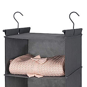 MAX Houser 6 Tier Shelf Hanging Closet Organizer, Closet Hanging Shelf with 2 Sturdy Hooks for Storage, Foldable,Grey and Black