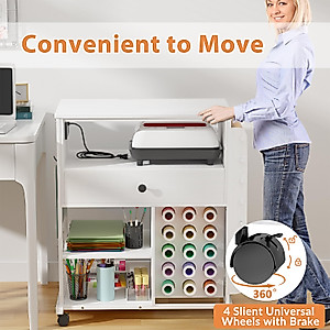 SEPTBOT Rolling Craft Storage Cart with Power Outlet and 23 Vinyl Roll Holders, Craft Rolling Storage Organizer Compatible with Cart Machines, Craft Organization and Storage Cart for Home Office
