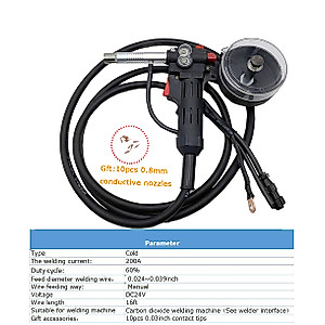 PreAsion Aluminum Spool Gun Fit Miller210 Spoolmate 3035 5M(16ft) Cable DC24V Welding Tool Welding Machine AccessoriesNot Original