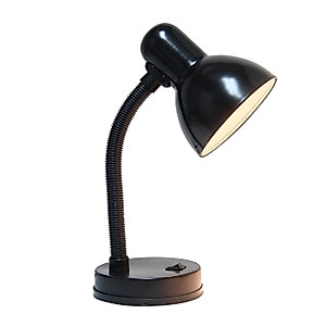 Simple Designs LD1003-BLK Basic Metal Flexible Hose Neck Desk Lamp, Black